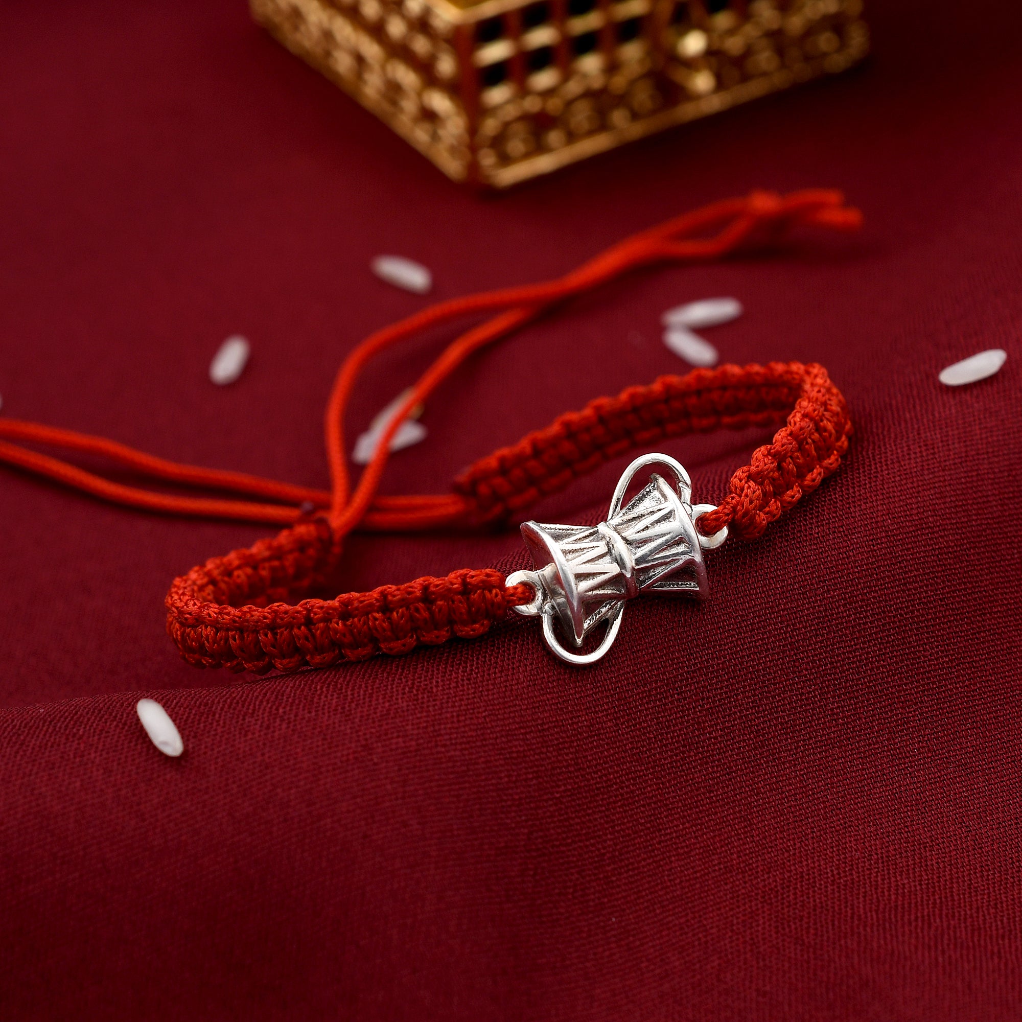 Damru Charm Silver Rakhi